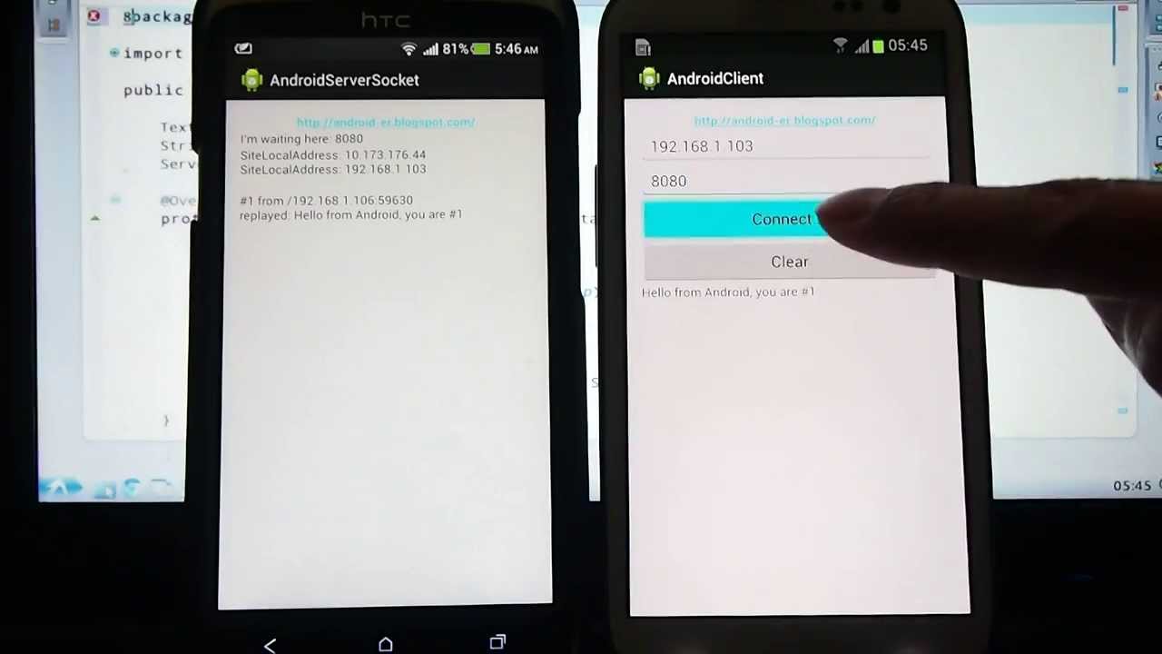 Android Server Client Example Server Side Using Serversocket Youtube