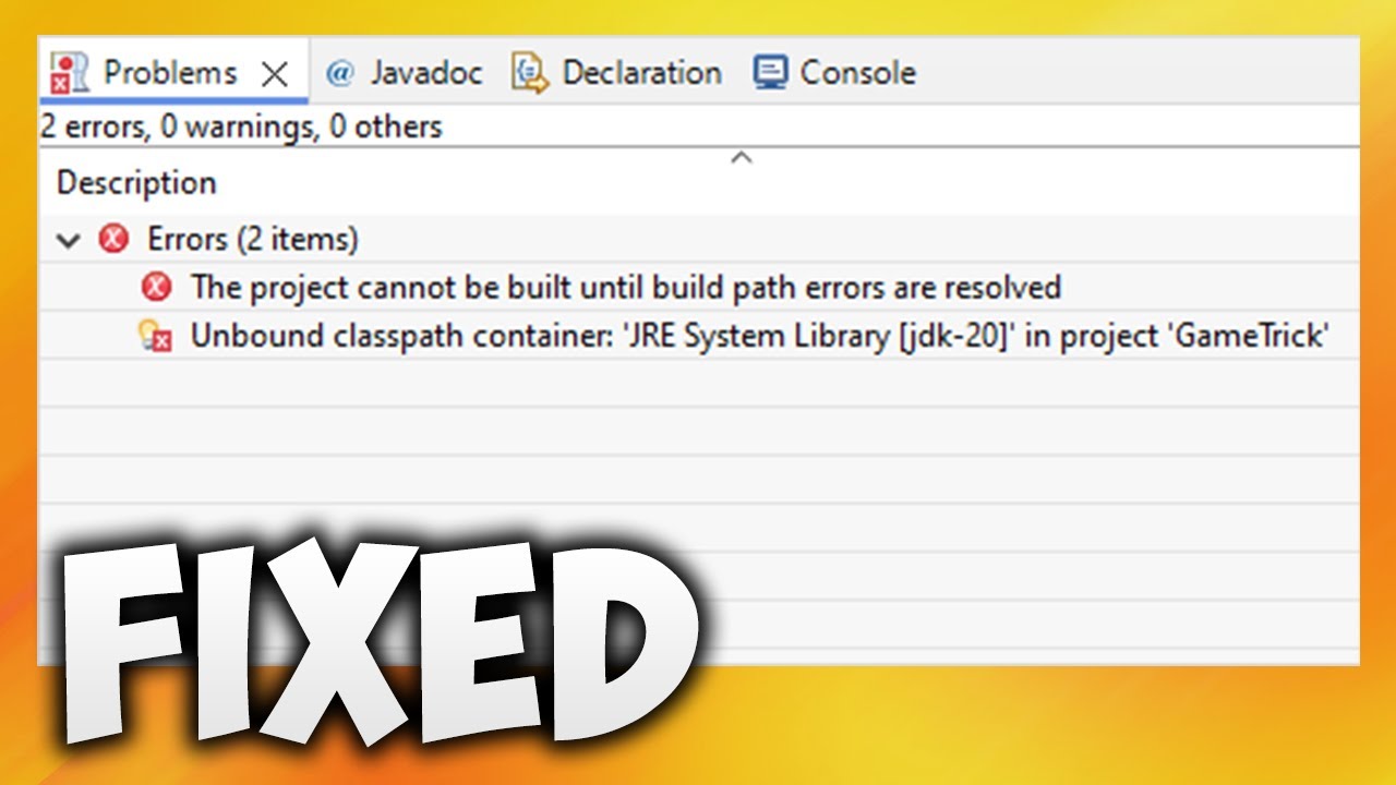 How To Fix Java Build Path Problems In Eclipse Project Cannot Be