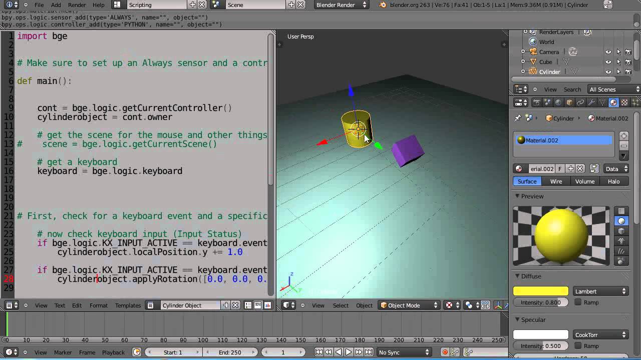 Blender 2 6 Tutorial Python Game Engine Programming Part 2 Youtube