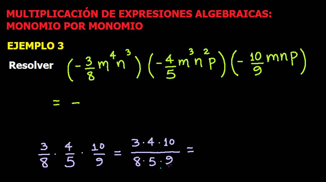 Multiplicación De Expresiones Algebraicas Monomio Por Monomio Youtube
