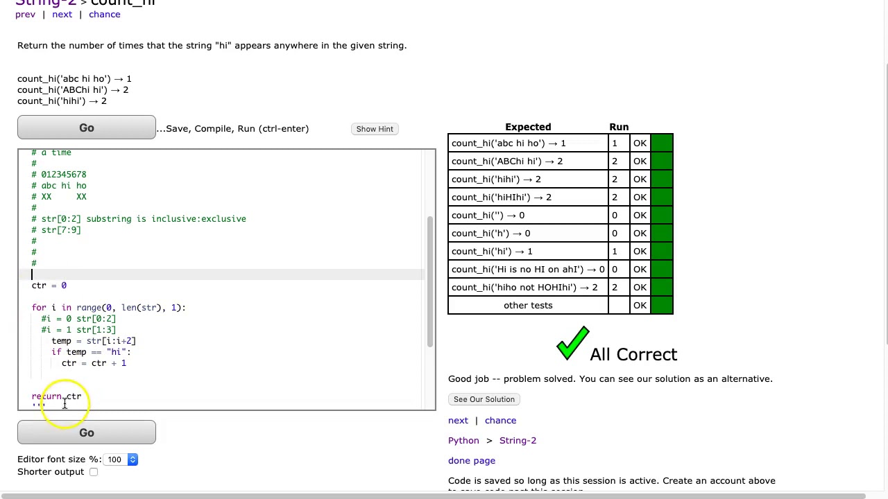 Codingbat Count Hi Python Youtube