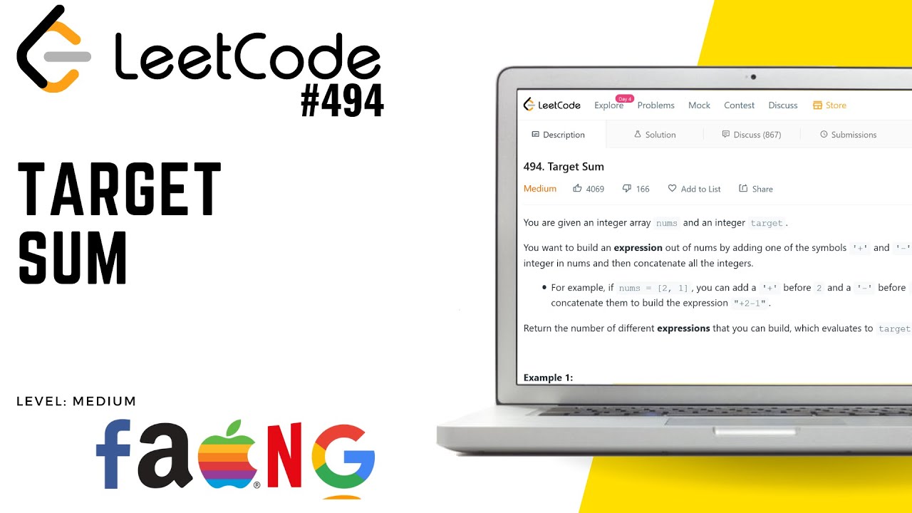 494 Target Sum Leetcode Medium Youtube