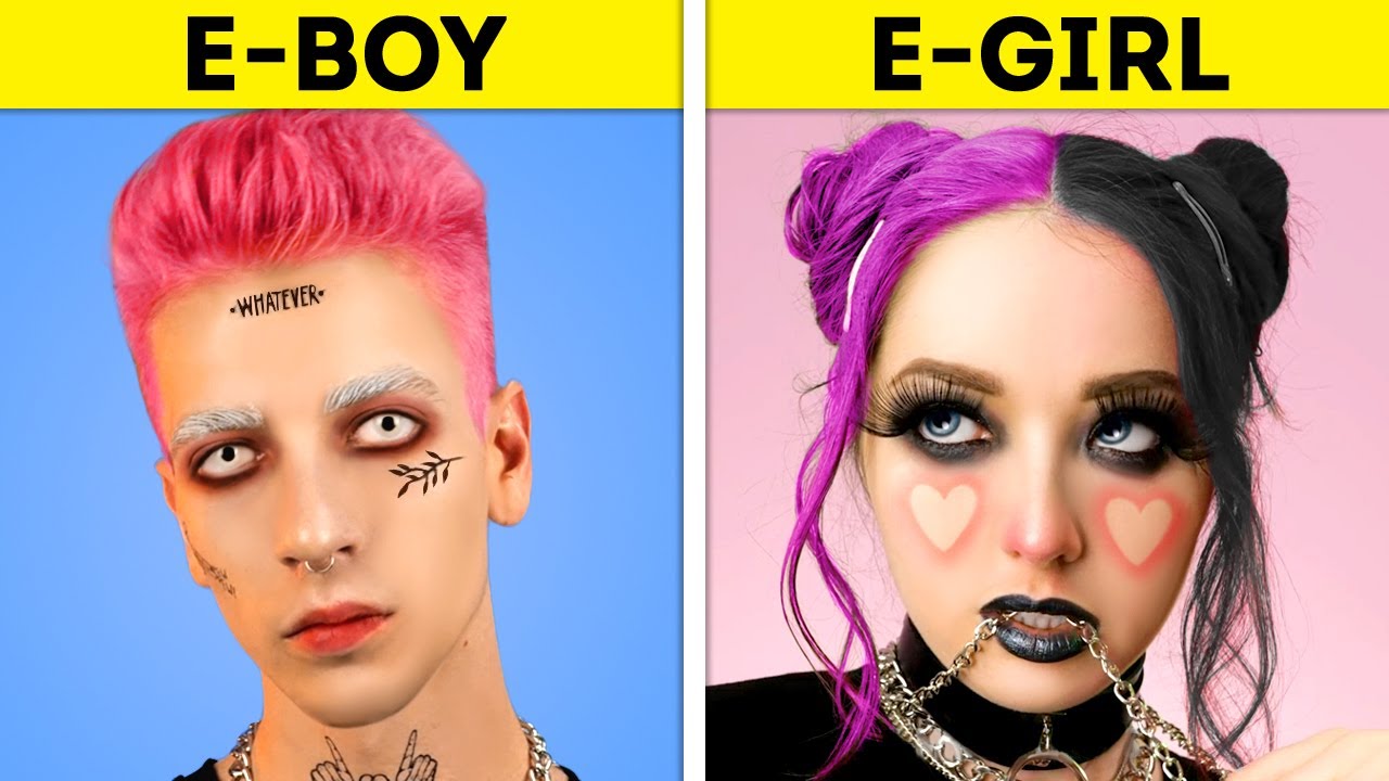 E Girl And E Boy Vs Natural Beauty Gorgeous Makeup Transformation