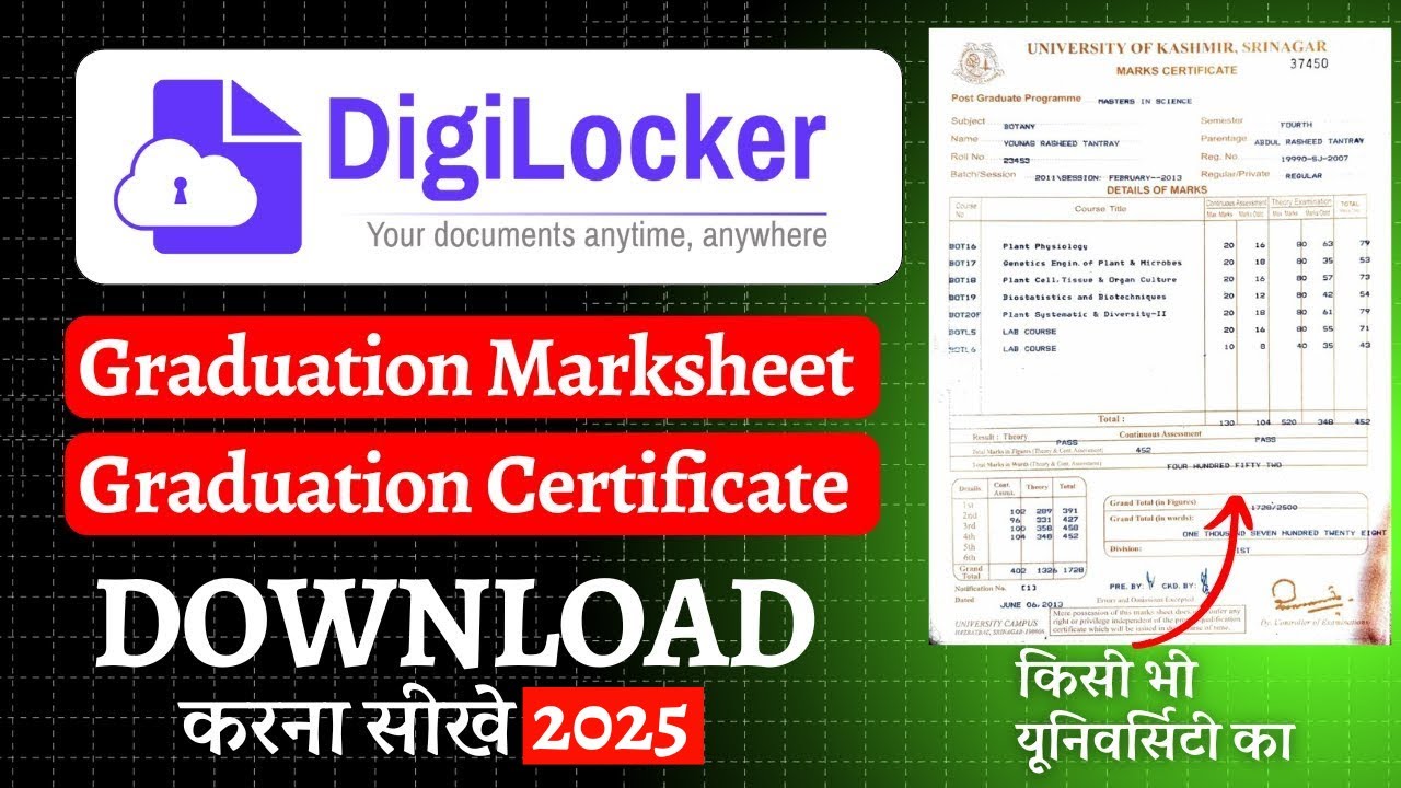 Digilocker Graduation Marksheet Download Graduation Marksheet
