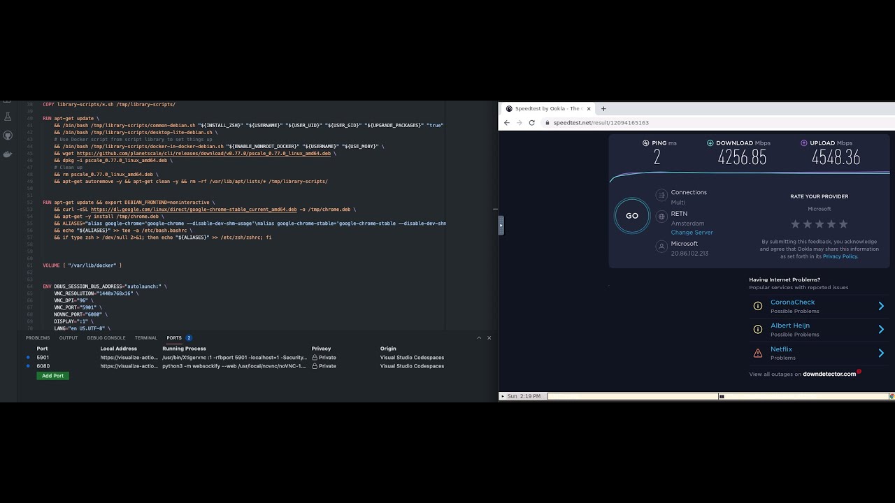 Github Codespaces With Vnc Chrome And Speed Test Youtube