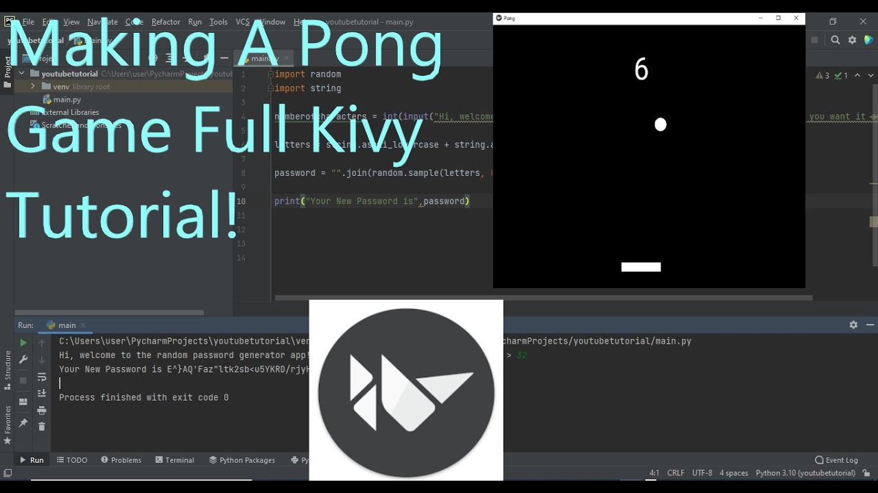 Creating Pong Game App Full Tutorial Python Language 2023 Youtube