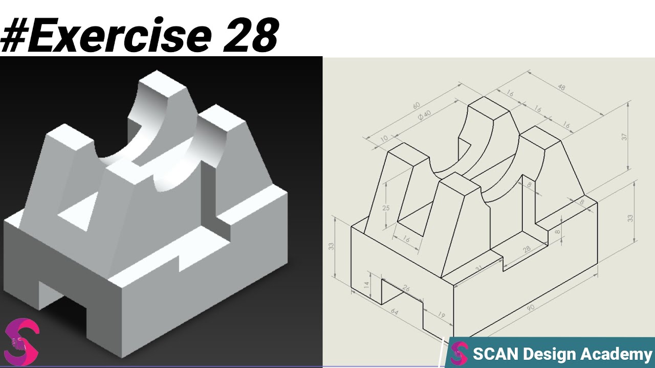 Solidworks Tutorial Exercise 28 Solidworks Beginner Youtube