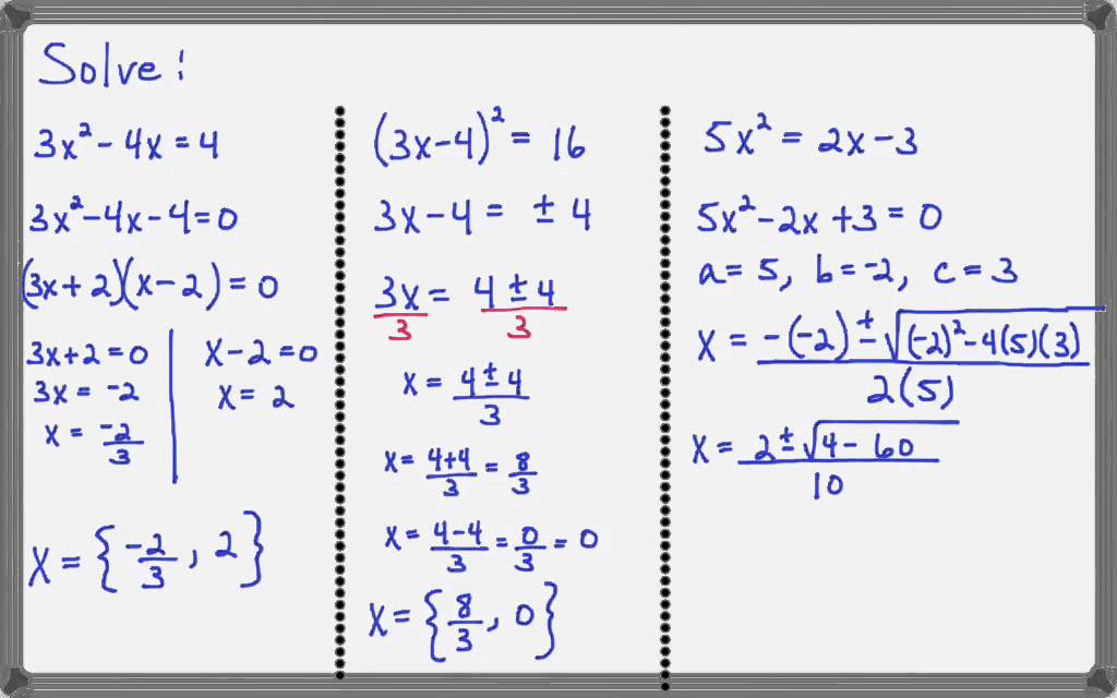Solving Quadratic Equations Tessshebaylo