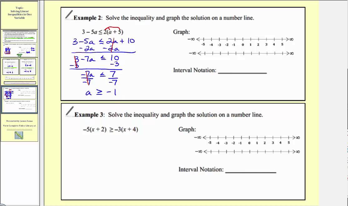 Solving Linear Inequalities In One Variable L7 3 Youtube