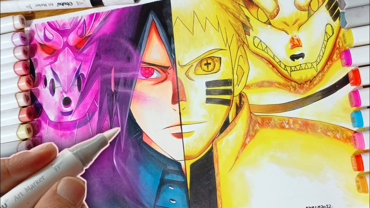 Speed Drawing Naruto Sasuke Hd Boruto Youtube