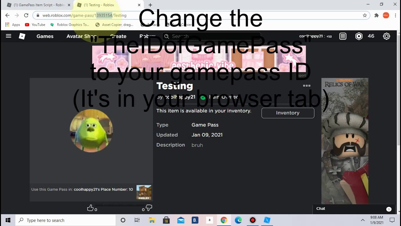 How To Make A Tool Gamepass In Roblox Studio 2021 Youtube