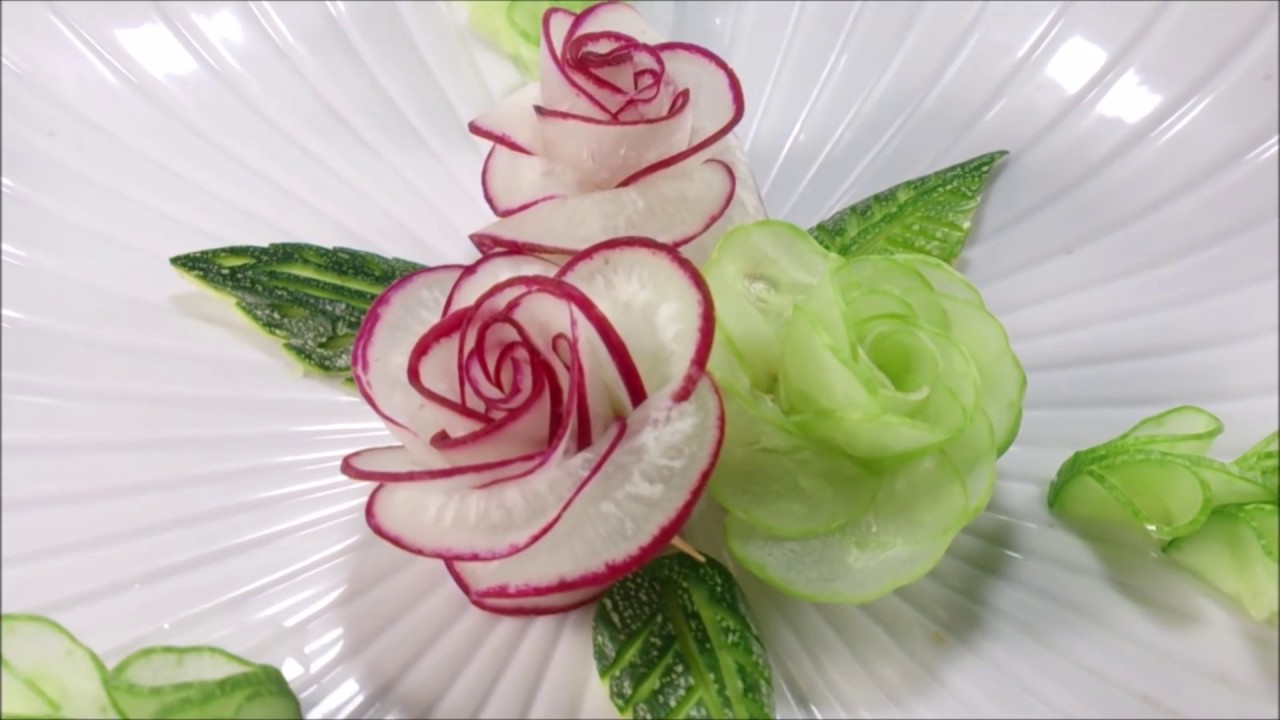 Red Radish Rose Carving Garnish How To Make Radish Flower Youtube