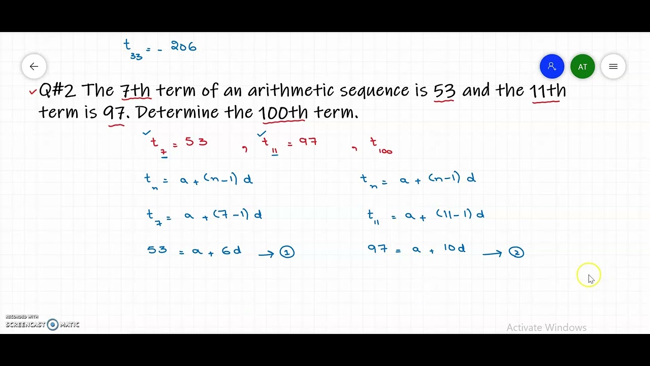Arithmetic Sequence Youtube
