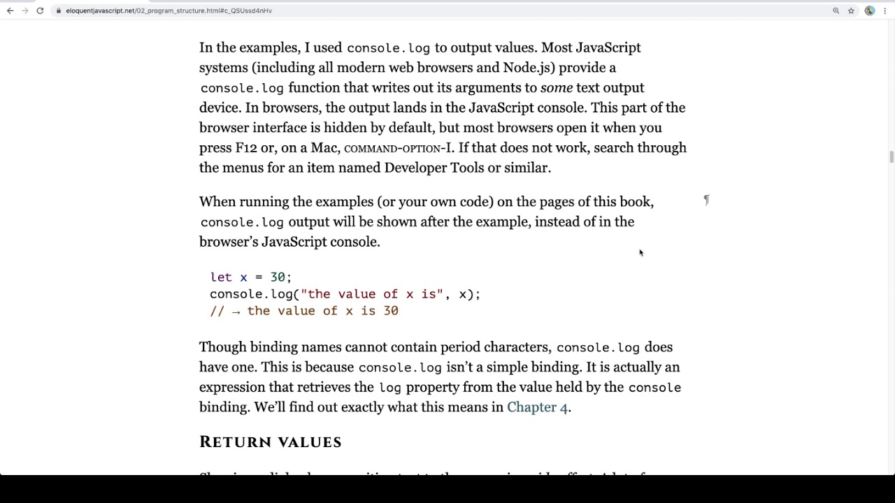 Eloquent Javascript Read Along Program Structure 006 The Console