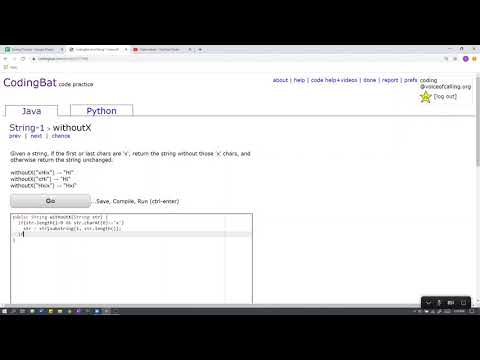 String 1 Withoutx Java Solution Codingbat Youtube