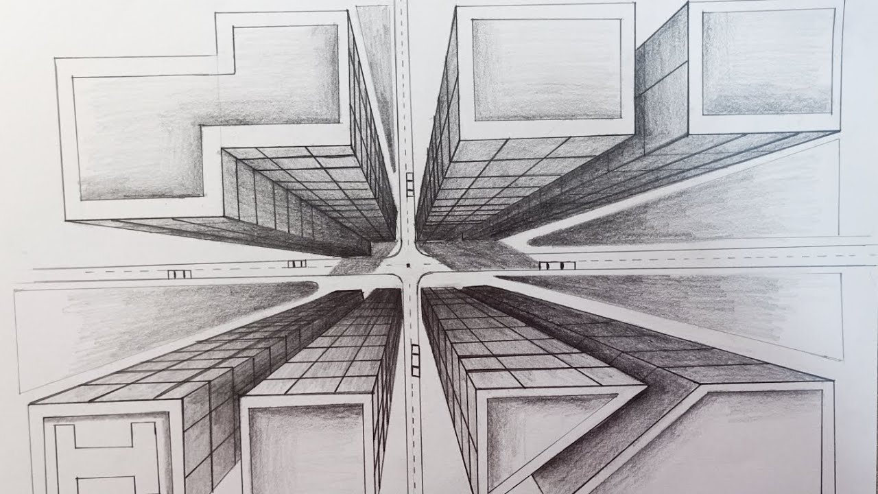 Bird Eye View How To Draw Bird Eye View One Point Perspective Drawing