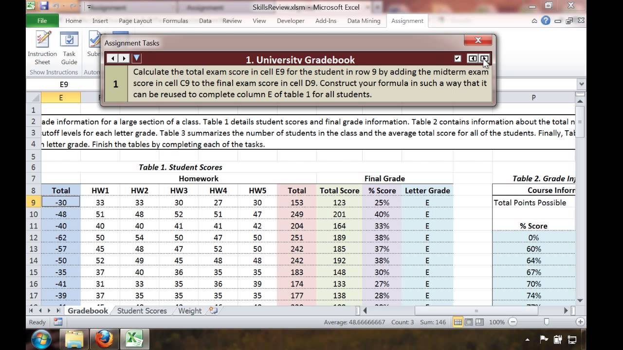 Completing And Submitting An Assignment Using Excel Educator Youtube