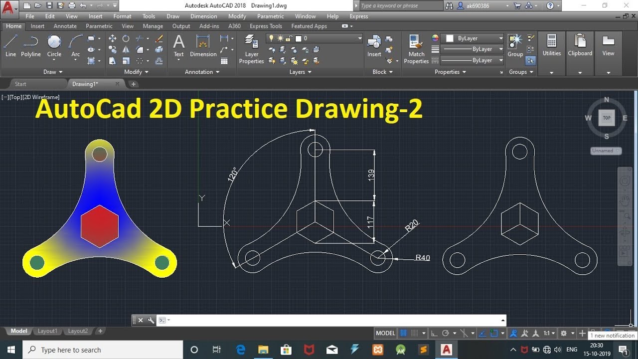 2d Autocad Practice Drawing With Annotations From Scratch Jqmclv