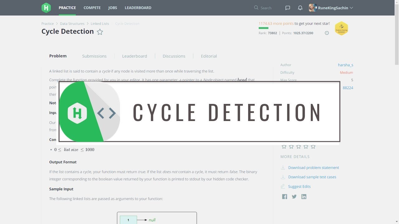 Hackerrank Problem Solution Cycle Detection In Linked List Python