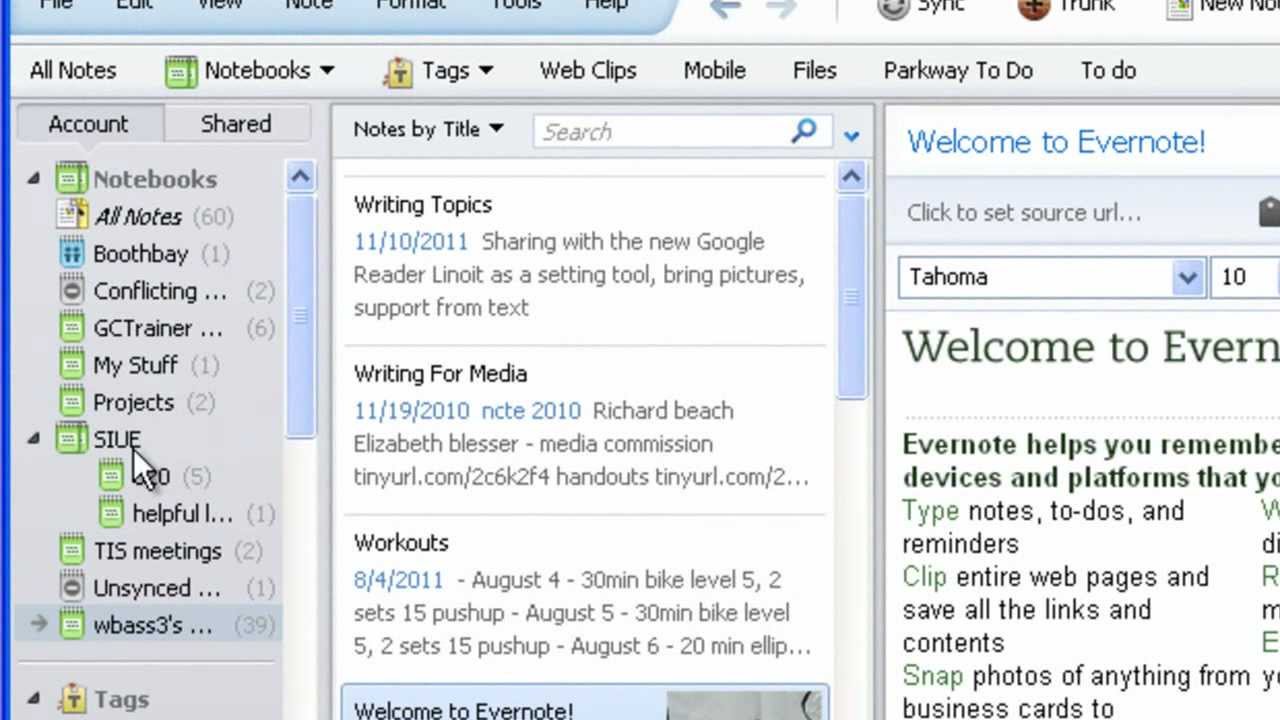 Using Evernote Youtube