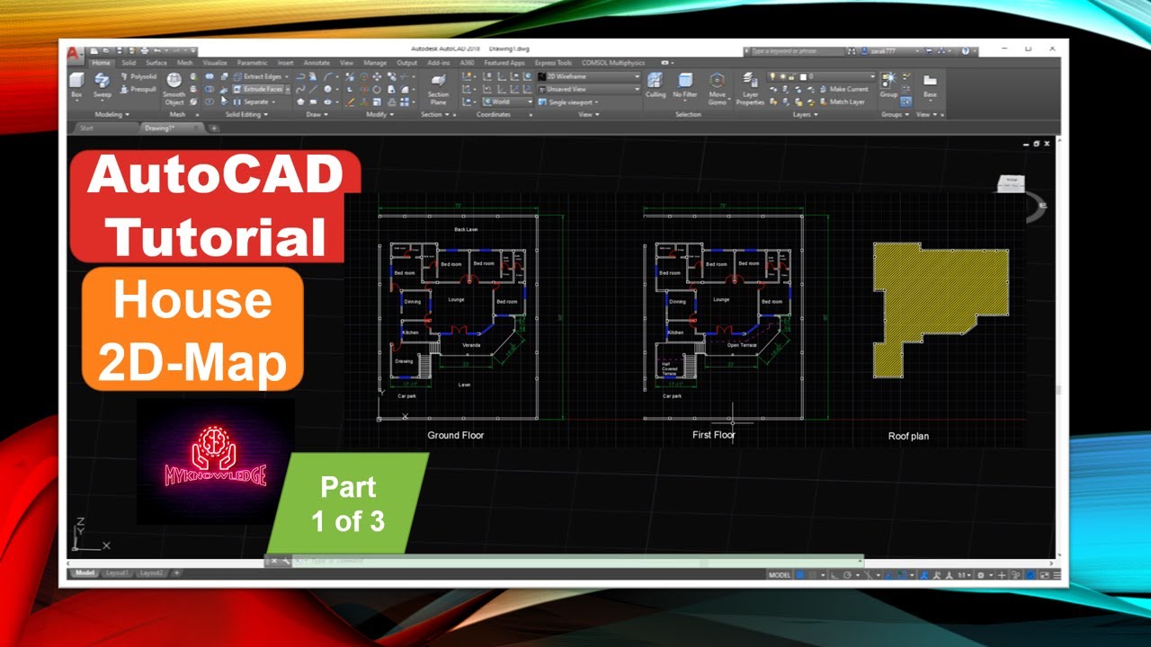 Autocad House Map Tutorial Part 1 Of 3 Autocad 2018 To 2020 Youtube