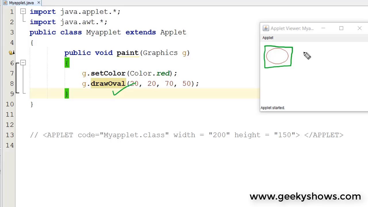 Draw Oval In Java Applet Hindi Youtube