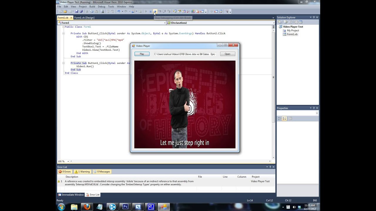 How To Make Media Player In Vb 2010 Youtube