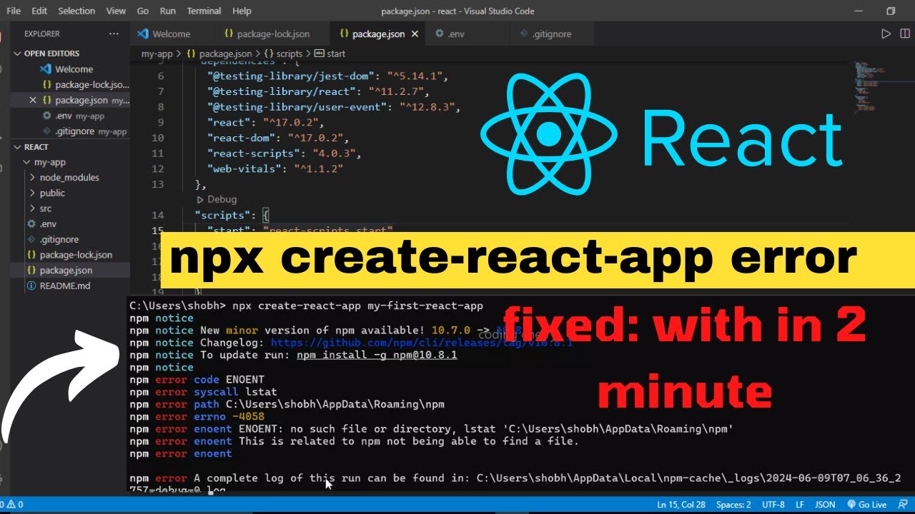 Npx Create React App Command Not Working Youtube