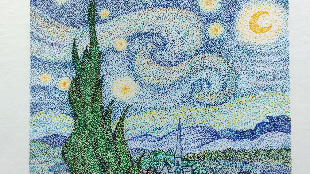 La Noche Estrellada Puntillismo The Starry Night Youtube