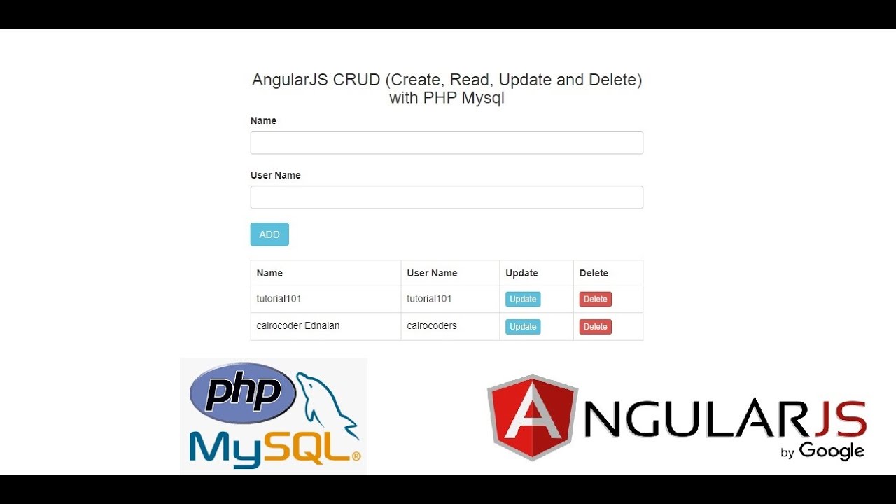 Angularjs Crud Create Read Update And Delete With Php Mysql Youtube