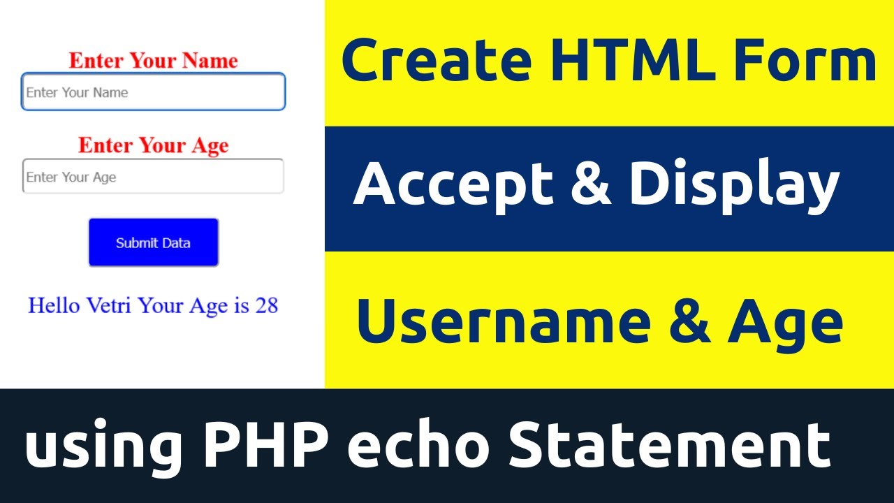 Create Html Form Accept User Name And Display Name Through Php Echo