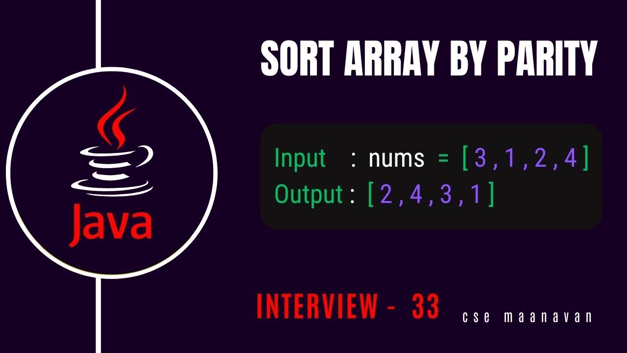 Sort Array By Parity Optimal Leetcode 905 Java Youtube