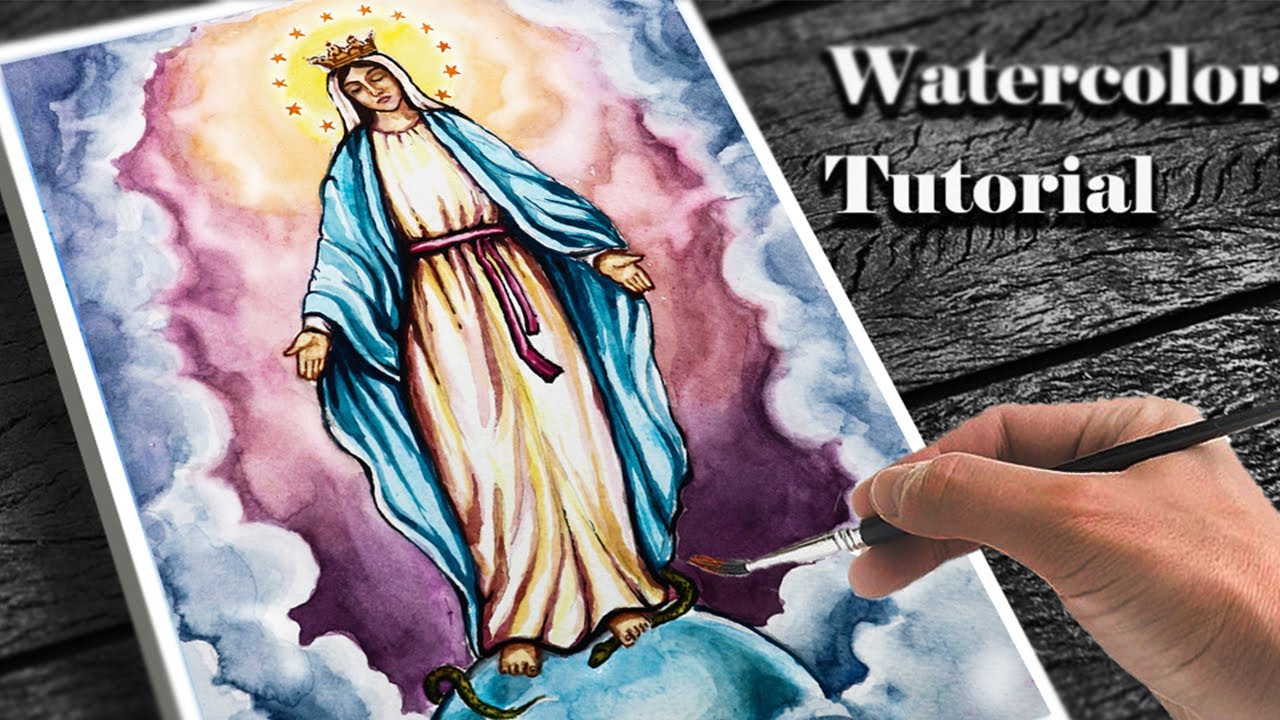 Virgin Mary Watercolor Painting Tutorial For Beginners Step By Step
