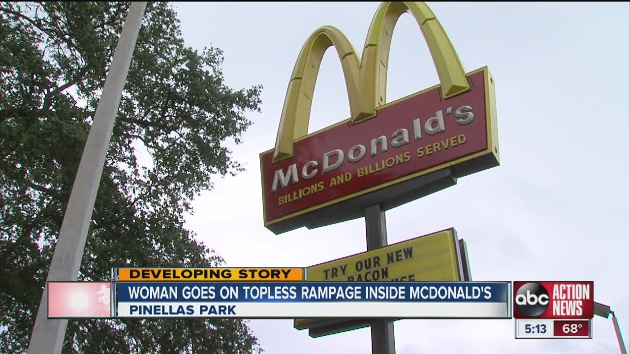 Woman Goes On Topless Rampage Inside Mcdonald S Youtube