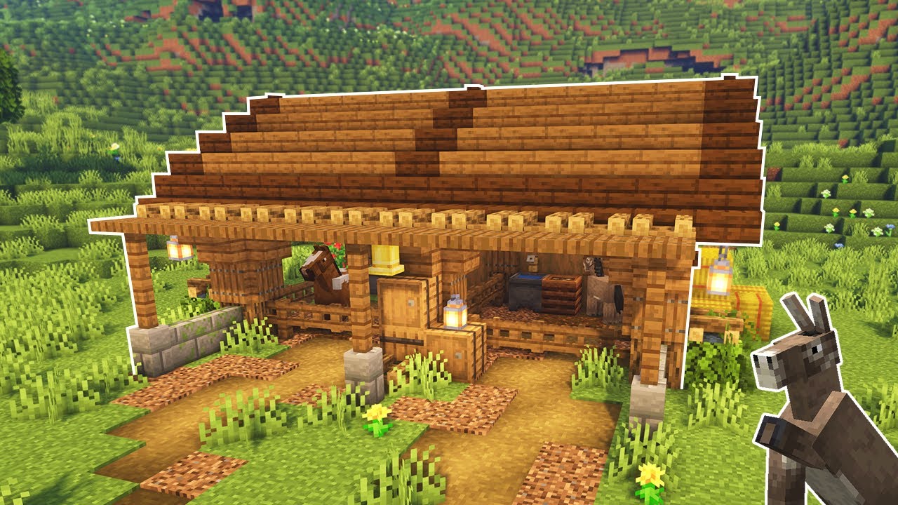 Simple Horse Stable Minecraft Tutorial Youtube