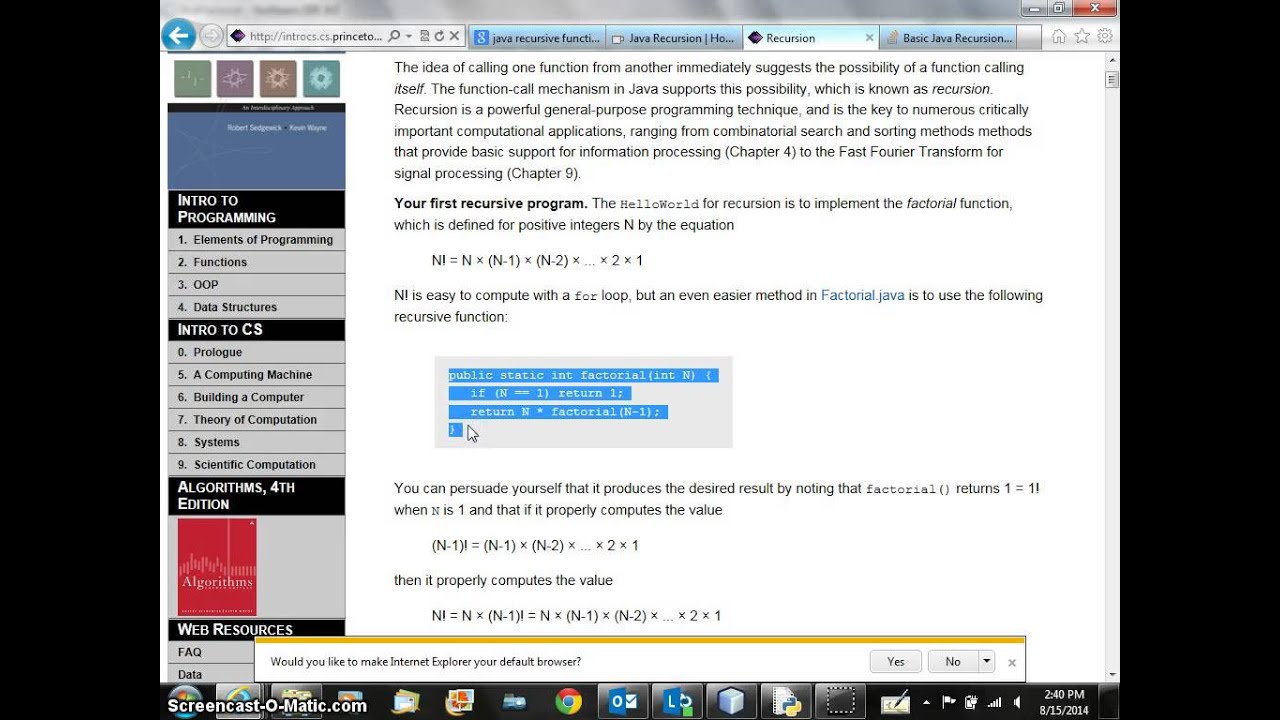 Java Tutorial 011 Factorial Using Recursive Functions Youtube