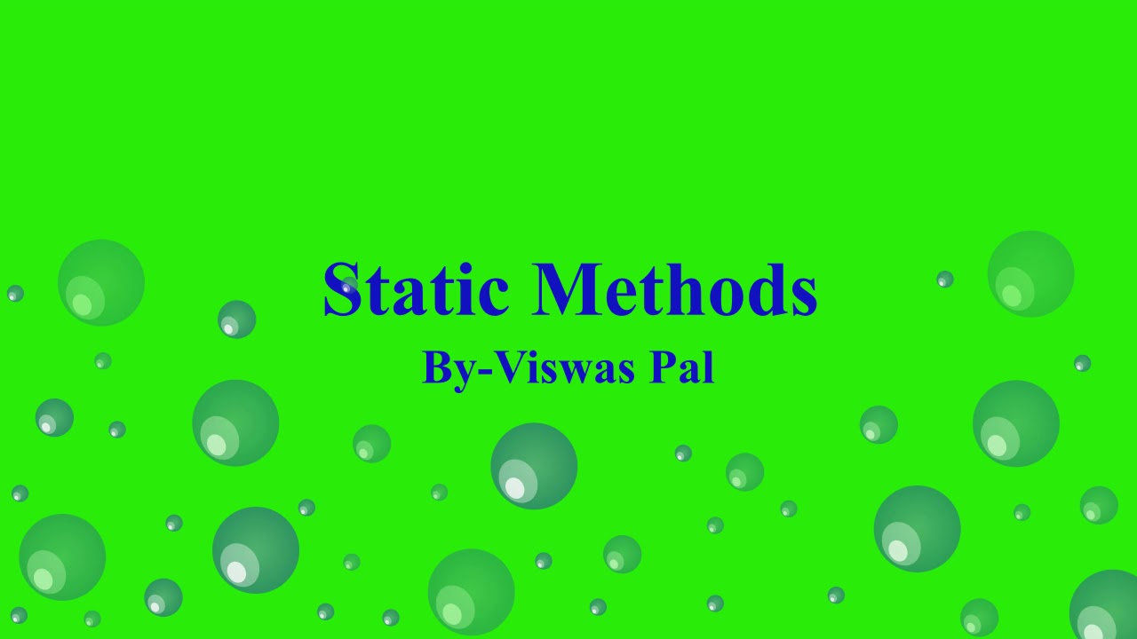 Static Methods Youtube