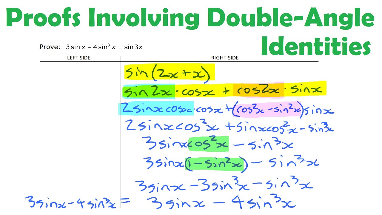 Trig Proofs Involving Double Angle Identities 6 3c Pre Calculus 12
