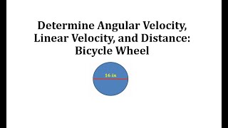 Determine Angular Velocity Linear Velocity And Distance Doovi