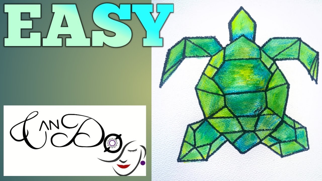How To Draw Geometric Animals Step By Step Easy Turtle Drawing