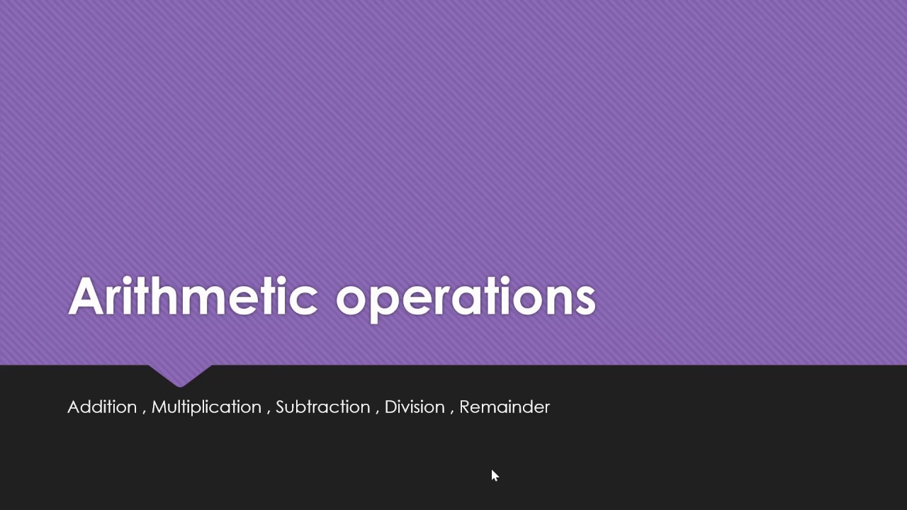 9 Arithmetic Operations Youtube