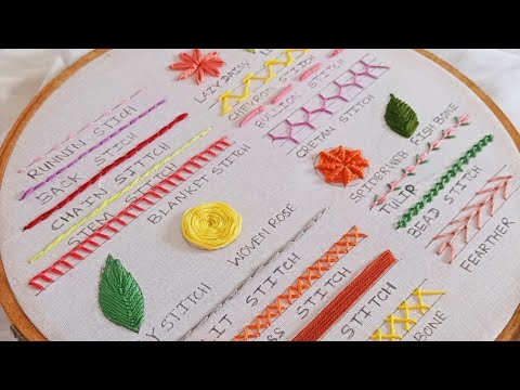 21 Basic Hand Embroidery Stitches Sampler For Beginners Youtube