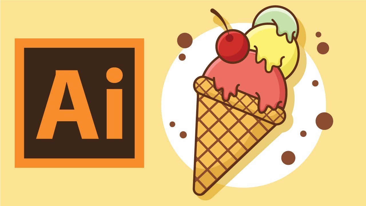 Ice Cream Flat Design Illustrator Creation Process Youtube