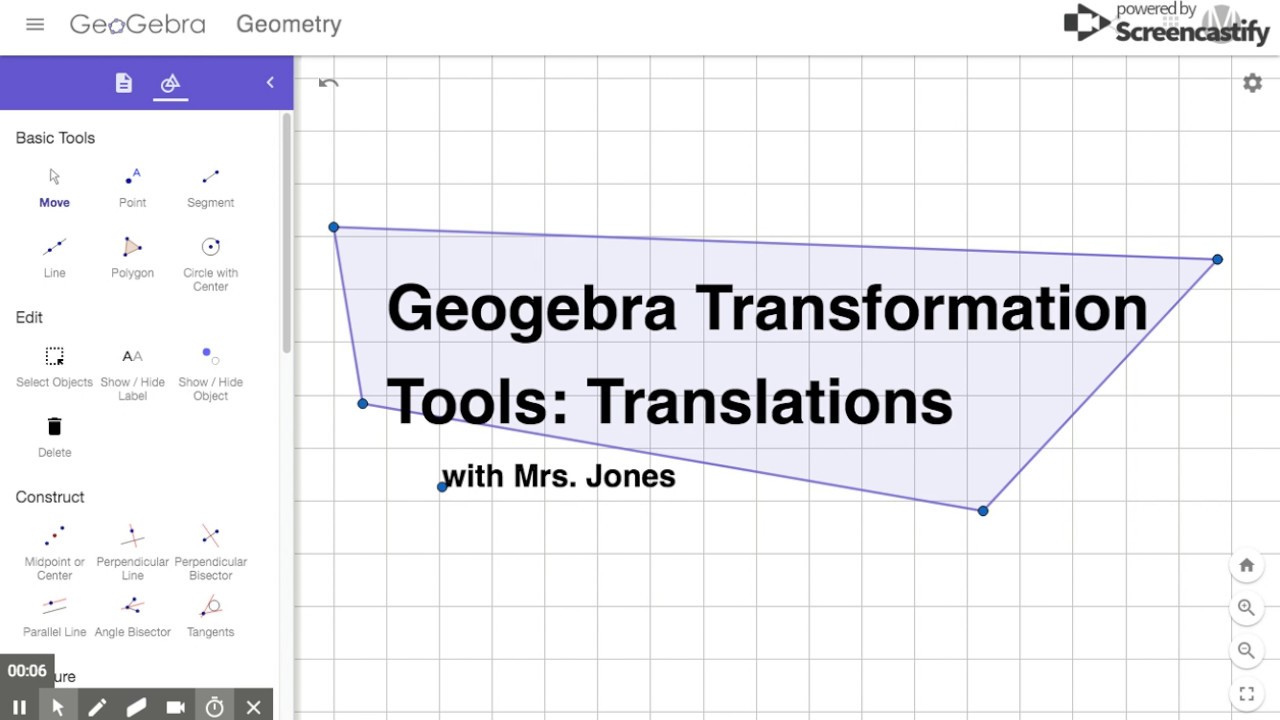 Geogebra Transformations Translation Youtube