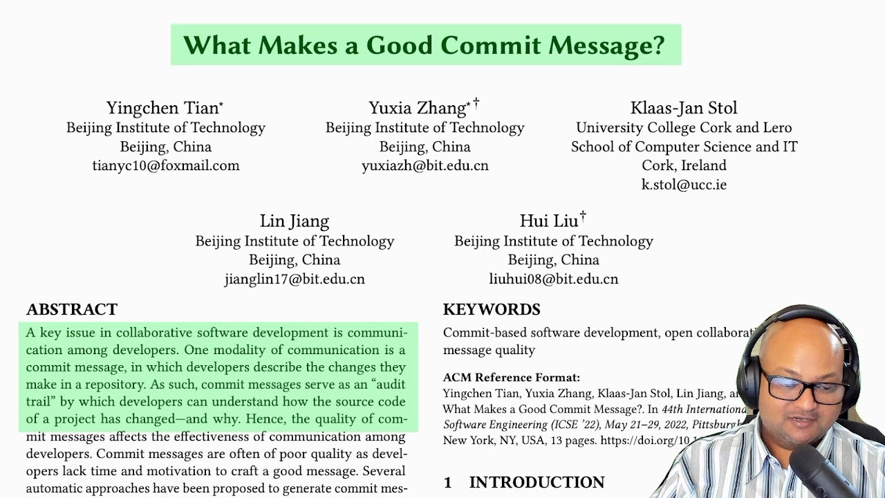 Read A Paper What Makes A Good Commit Message Youtube