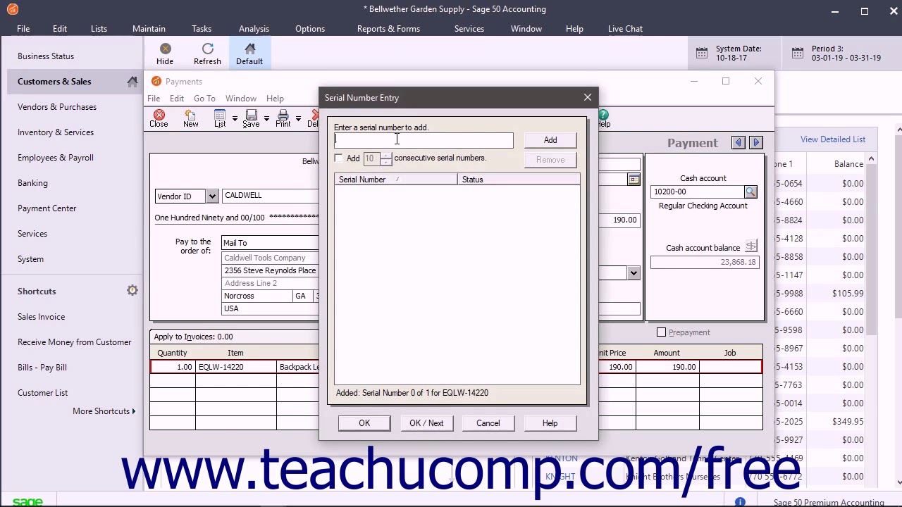 Sage 50 2018 Tutorial The Payments Window Sage Training Youtube