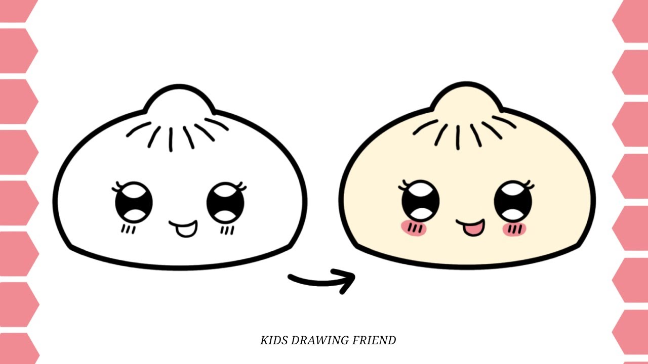 How To Draw Easy Cute Dumpling Step By Step Drawing And Coloring