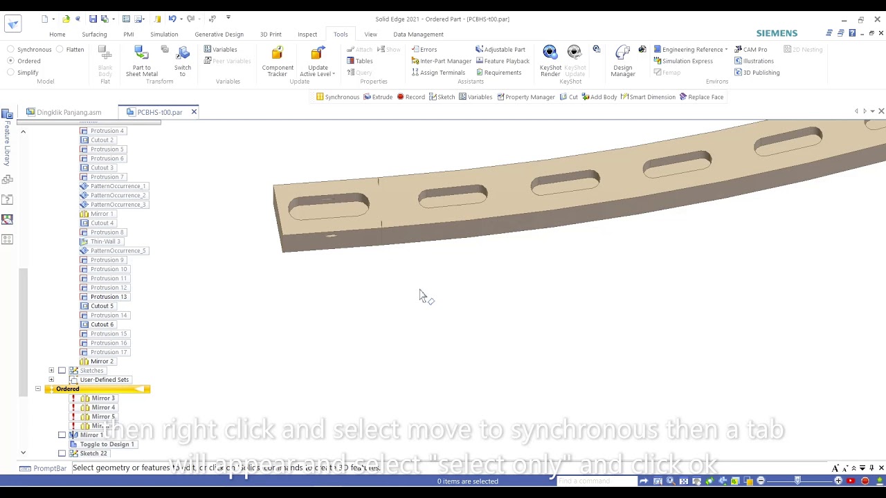 Solid Edge 2021 Tutorial Convert Ordered To Synchronous Youtube