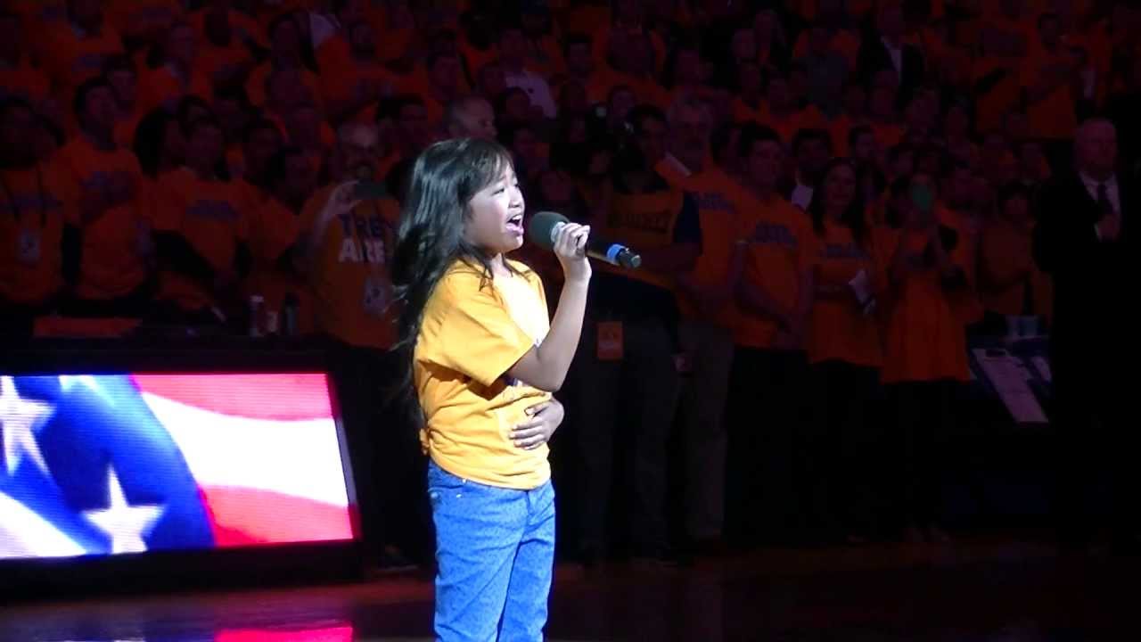 Nayah Damasen 8 Years Old Sing Anthem Game 3 Semi Finals Warriors