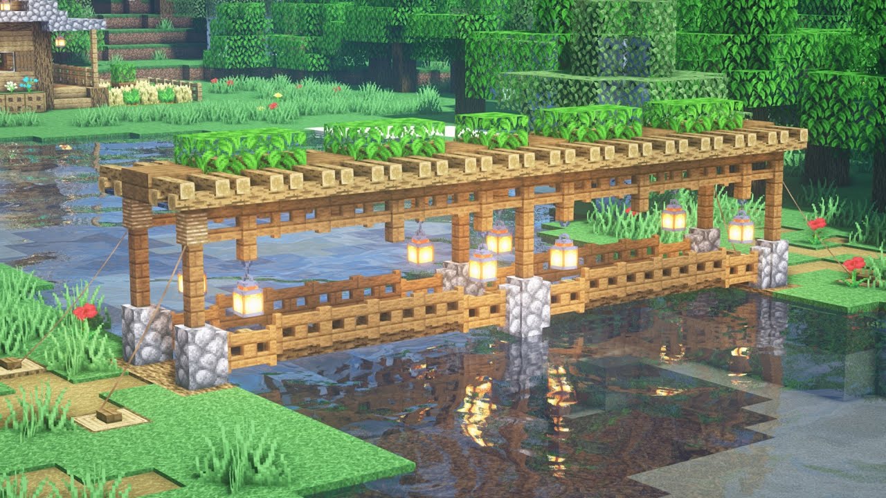 How To Build A Wooden Bridge In Minecraft Minecraft Bridge Design